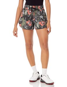 puma golf women's standard nassau short, puma black-hot coral, large