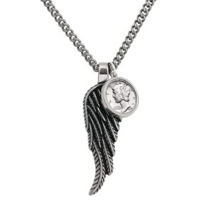 american coin treasures coin pendant mercury dime wing stainless steel with 23 inch s-curb chain necklace