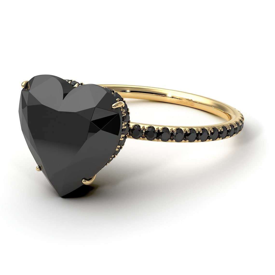 Jewelryonclick Plated Ring Heart Shaped Natural Black Onyx Teen Everyday Casual Wear Matching Jewelry Lightweight Modern Design Birthday Gift for Women, and Ladies Size : 9