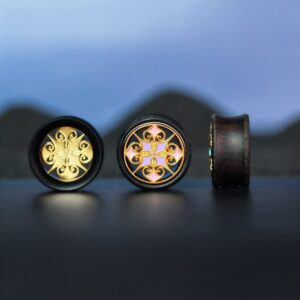 COOEAR Wood Ear Tunnel and Plug Double Flared Guages for Earrings Piercing Stretchers Expander Cool Metal Logo.