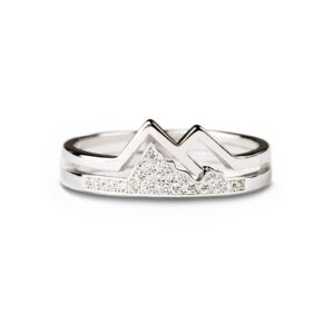 storyjewellery mountain ring for lover, valentine's day gift for women, silver matching couple ring for her, hill ring for girlfriend, ring for wife, gift love ring for women(silver love 07)