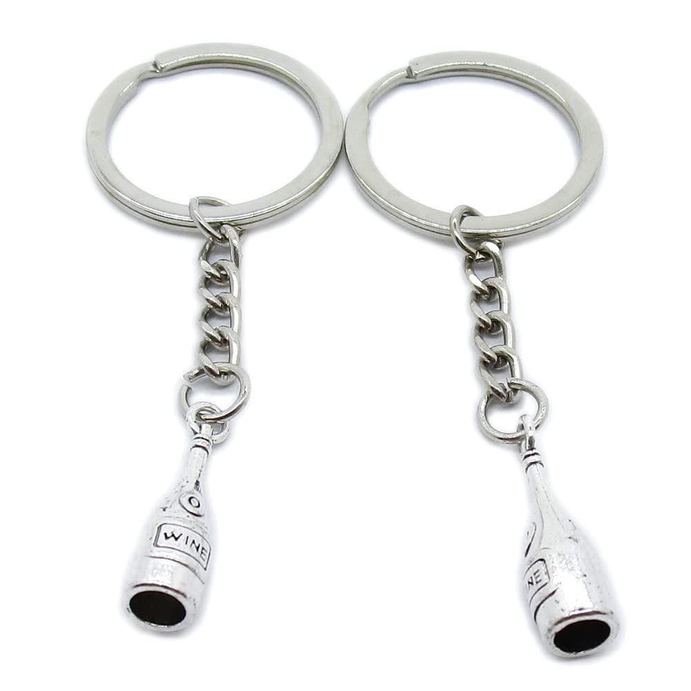 100 Pieces Keychain Keyring Door Car Key Chain Ring Tag Charms Supplies SB5T3S Sweet Wine Bottle