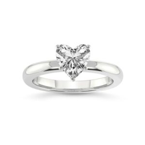 friendly diamonds 1 carat igi certified heart shape lab grown diamond ring | 14k or 18k white, yellow or rose gold | quinn solitaire diamond engagement ring | fg-vs1-vs2 quality