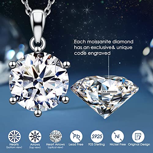 Gifts for Women Wife Gifts Anniversary, Diamond Necklace for Wife 1CT-4CT Moissanite Necklace Gift for Her Mothers Day Gifts for Mom Wife Women Jewelry Gifts, Birthday Christmas Day Gifts Valentine's Day for Her (3CT)