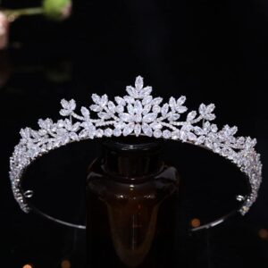 jorsnovs sparkly small zircon wedding crowns and tiaras for women handmade cubic zirconia princess headpieces sweet 16 birthday headdress