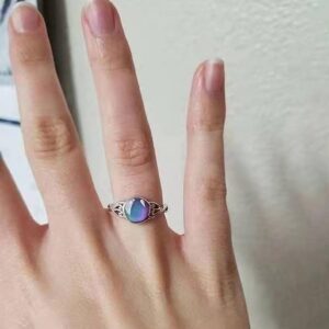 Fujiuia Mood Rings for Women Men Round Shape Emotion Temperature Color Changing Ring Jewelry Gift