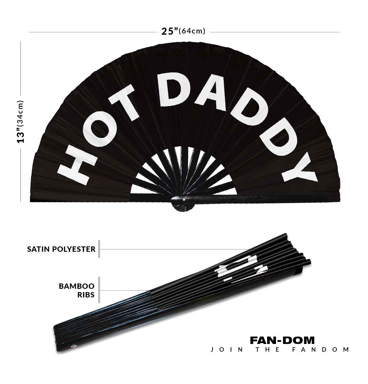 Hot Daddy hand fan foldable bamboo circuit hand fan funny gag slang words expressions statement gifts Festival accessories Rave handheld Circuit event fan Clack fans (Black)