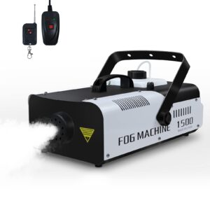 telbum fog machine 1500 watt and 25000 cfm fog with with 2 sets of controllers, professional smoke machine for dj stage halloween party wedding christmas