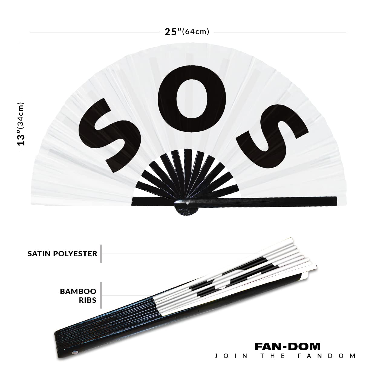 SOS hand fan foldable bamboo circuit hand fan funny gag slang words expressions statement gifts Festival accessories Rave handheld Circuit event fan Clack fans (White)