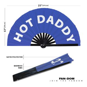 Hot Daddy hand fan foldable bamboo circuit hand fan funny gag slang words expressions statement gifts Festival accessories Rave handheld Circuit event fan Clack fans (Blue)