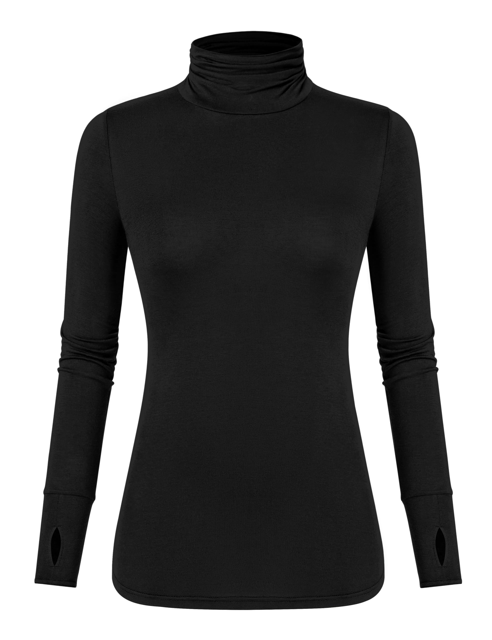 LUYAA Women's Plus Size Warm Long Sleeve Turtleneck Top Ultra Soft Fall Thumb Holes for Fall Winter Black M