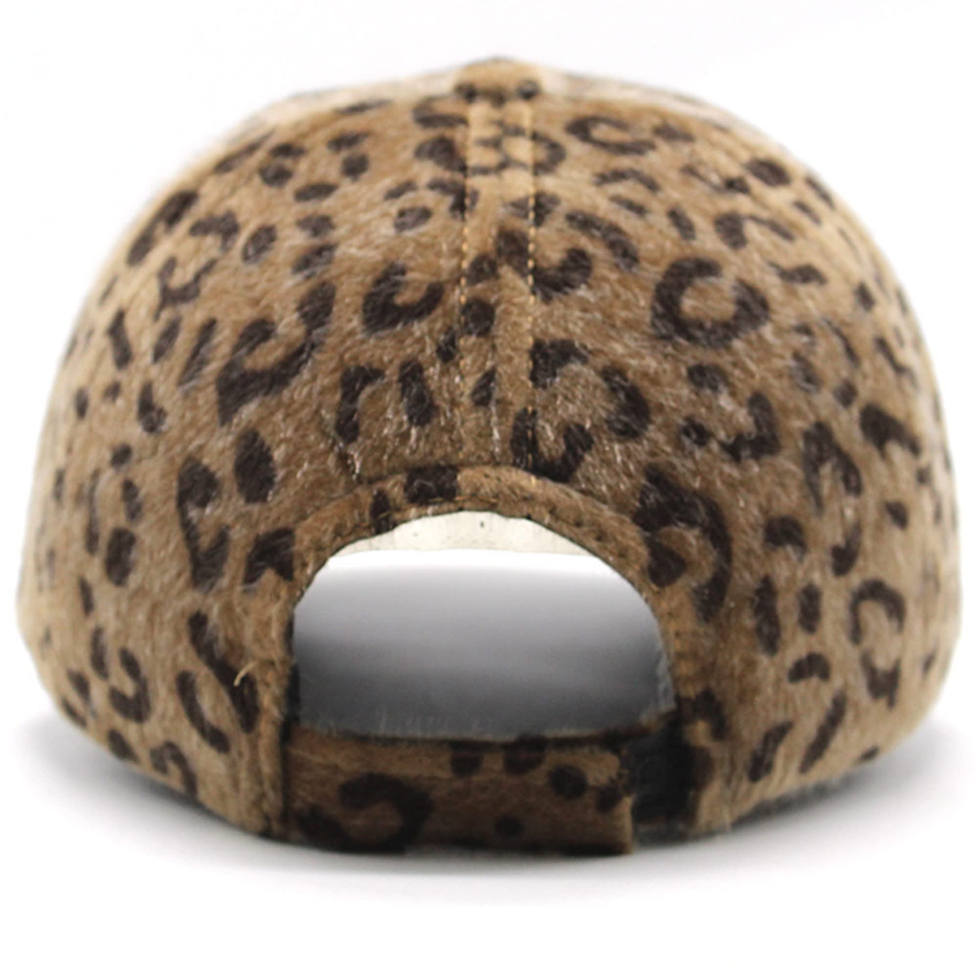 Warm Plush Leopard Baseball Cap for Womens Men Winter Fashion Ponytail Baseball Hat 20-23.5" for One Size