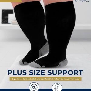 Pembrook Plus Size Compression Socks Wide Calf - Up to 6XL | Black Wide Calf Compression Socks Women Plus Size | Circulation Support Extra Wide Calf Compression Socks