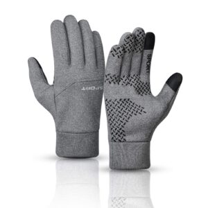 lorpect winter gloves men women touch screen glove cold weather warm gloves workout gloves running cycling training (grey, xl)