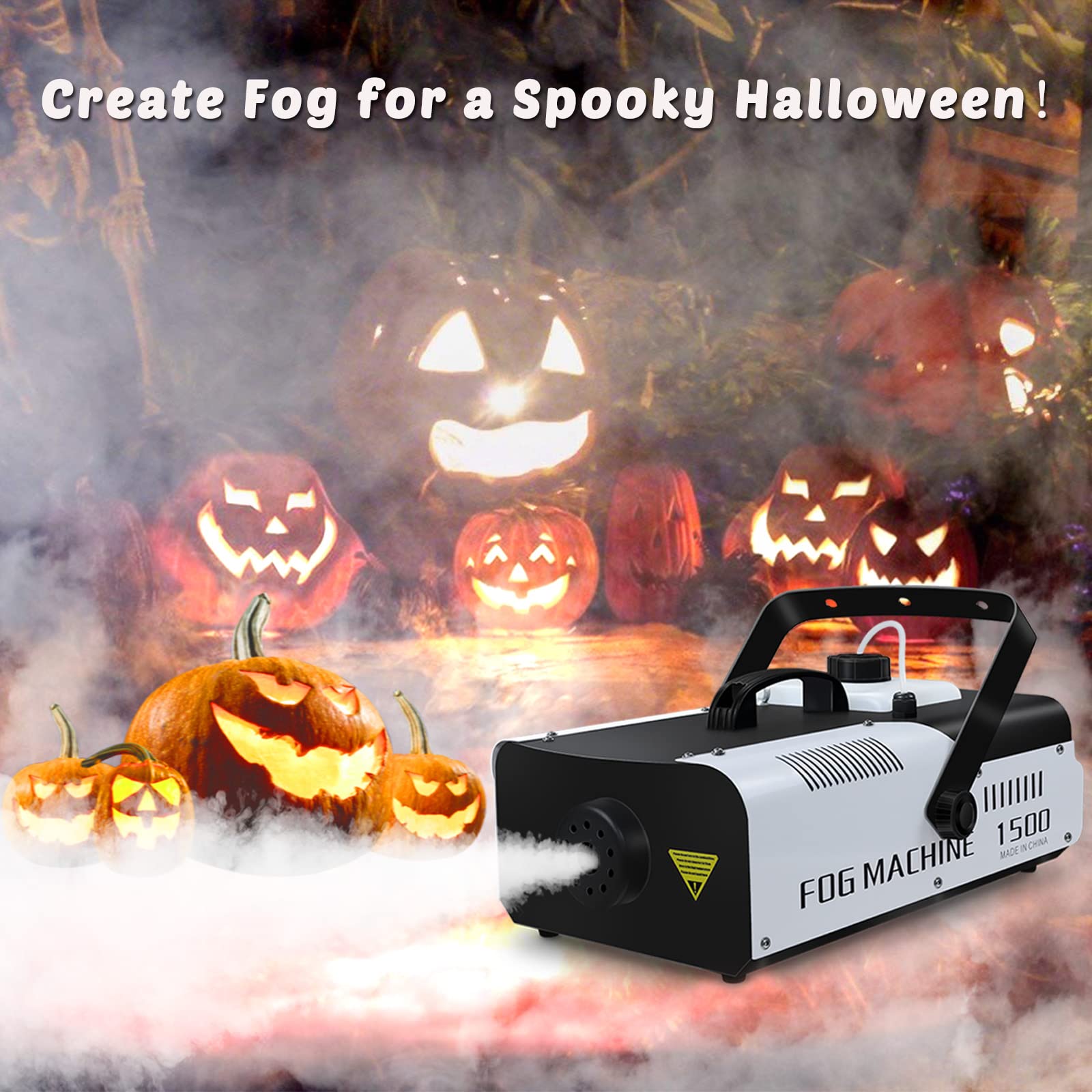 Telbum Fog Machine 1500 Watt and 25000 CFM Fog with with 2 Sets of Controllers, Professional Smoke Machine for DJ Stage Halloween Party Wedding Christmas