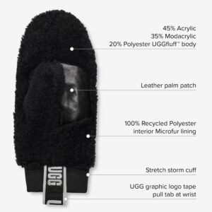 UGG Women's Sherpa Mitten W Logo Tape, Black, Large/X-Large