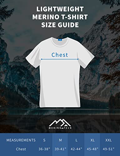 Merino Wool T-Shirt Mens - Short Sleeve Merino Wool Shirts for Men - Sport Merino Lightweight Base Layer Hiking Tshirt (Medium, Maya Blue)