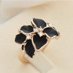 Engagement White Stud Flower Ring Pearl Design Circle Fashion Ring Rings Ring Set Under 10 Dollars (`-Black, One Size)