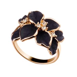 engagement white stud flower ring pearl design circle fashion ring rings ring set under 10 dollars (`-black, one size)