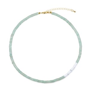 coai heishi howlite green aventurine stone beaded choker necklace for women