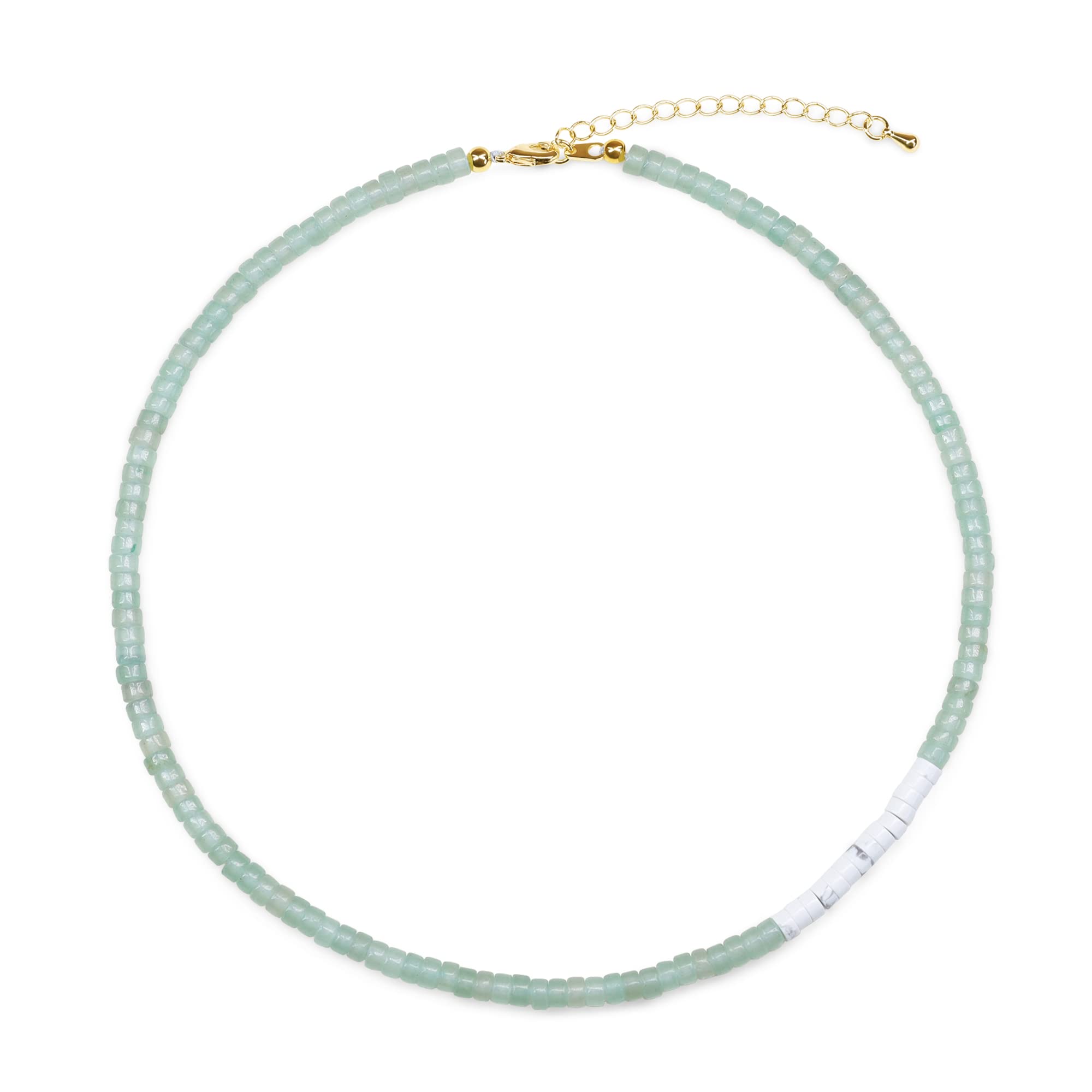 COAI Heishi Howlite Green Aventurine Stone Beaded Choker Necklace for Women