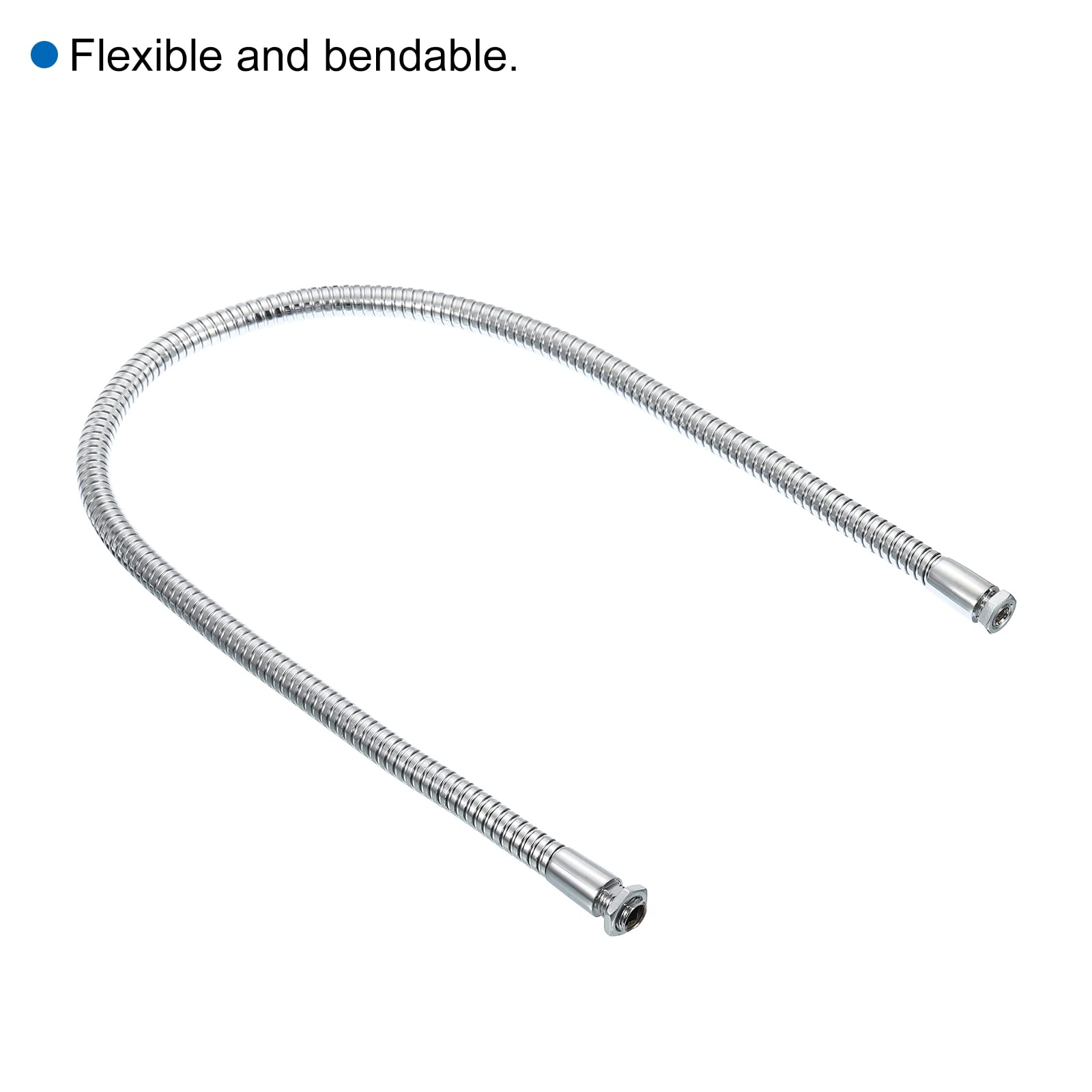 PATIKIL 23.6" Microphone Gooseneck, M10/M8 Fine Thread Metal Universal Hose Flexible Arm Gooseneck Tube Extension for Multifunction DIY, Silver Tone