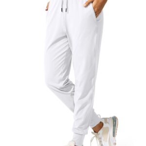 SANTINY Women's Joggers Pants Pockets Drawstring Running Sweatpants for Women Lounge Workout Jogging(White_L)