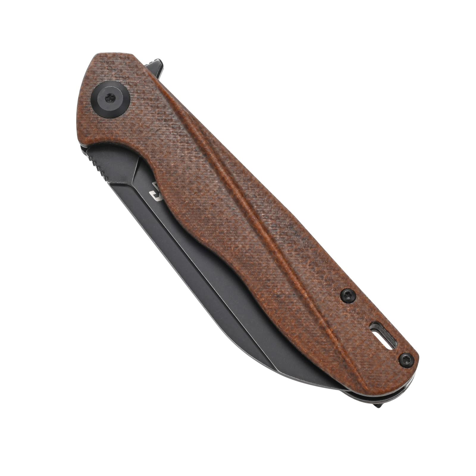 Sitivien ST103 Folding Knife, D2 Steel Blade,Micarta Handle EDC Tool Knife for Outdoor, Camping, Hunting, Survival(Brown)