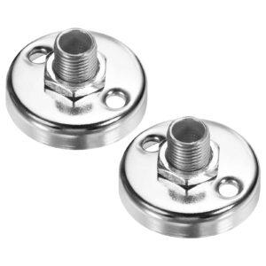 patikil 0.71" microphone flange mount, 2 pack m10 male thread nut screw round base for microphone gooseneck hose adapter, silver tone