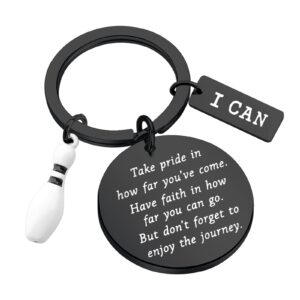 fustmw bowling ball keychain bowling team gifts bowling coach keychain bowling player inspiration gifts for bowling lovers (black)