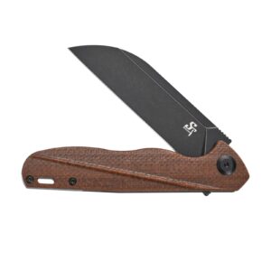 Sitivien ST103 Folding Knife, D2 Steel Blade,Micarta Handle EDC Tool Knife for Outdoor, Camping, Hunting, Survival(Brown)