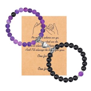 gieiwiw magnetic bracelets for couples love bracelets distance natural beaded bracelet purple