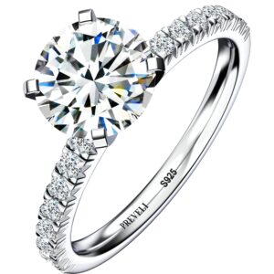 PREVELI 3 Carat Cubic Zirconia Engagement Wedding Promise Rings For Women Sterling Silver 925(7.5)