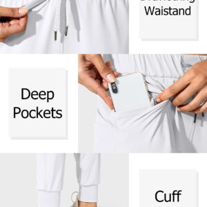 SANTINY Women's Joggers Pants Pockets Drawstring Running Sweatpants for Women Lounge Workout Jogging(White_L)