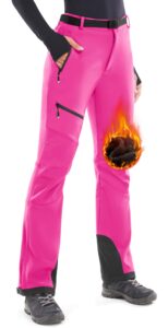 heathyoga women’s snow pants waterproof ski pants for women snowboard pants women’s hiking pants fleece cargo pants pink