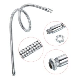 PATIKIL 23.6" Microphone Gooseneck, M10/M8 Fine Thread Metal Universal Hose Flexible Arm Gooseneck Tube Extension for Multifunction DIY, Silver Tone