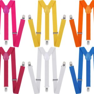 Handepo 6 Pcs Adjustable Y Back Style Suspenders Elastic Suspenders with Metal Clip for Pants Unisex Multicolour Suspenders 1 In Wide (Classic Color)