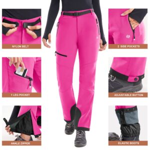 Heathyoga Women’s Snow Pants Waterproof Ski Pants for Women Snowboard Pants Women’s Hiking Pants Fleece Cargo Pants Pink