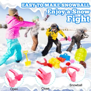 Snow Toys for Kids Ages 4-8 8-12, 24pcs Winter Snow Ball Makers for Kids, Snowball Making Kit Heart Snow Molds Shaper for Kids Outdoor Play, Dinosaur Snowman Ice Cream Snowball Maker for Toddlers 3-5