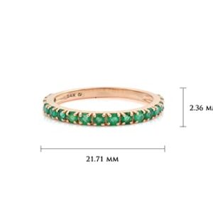 Mirahi May Birthstone Half Eternity Band Ring For Women, 14k Solid Rose Gold Ring For Girls, 2mm Round Cut Emerald Anniversary Ring For Her, 0.51 Carat Natural Gemstone Wedding Ring (Size US 7)