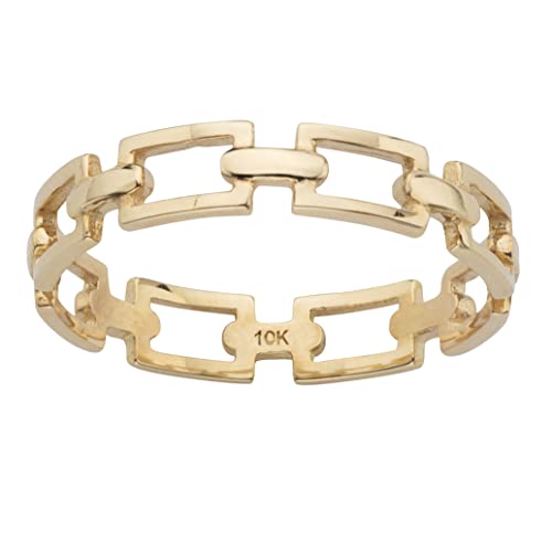 PalmBeach 10K Yellow Gold Stackable Link Ring (4mm) Sizes 6-10 Size 6