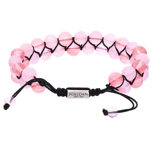 POLLDAN® Rose Quartz Bracelet | 8,5 mm Rose Quartz Crystals AAA Grade | Amethyst Gemstone Beaded Bracelets for Women | Rose Quartz Bracelets For Women