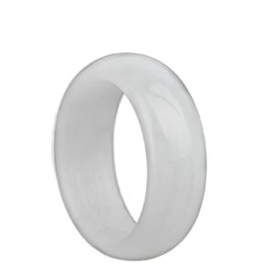 Oligage Natural Hetian White Jade Rings Jewelry Gemstone Band Ring Jade Stones for Women Men Jewellery Rings Natural Stone Jewelry (Ring Size : 6)