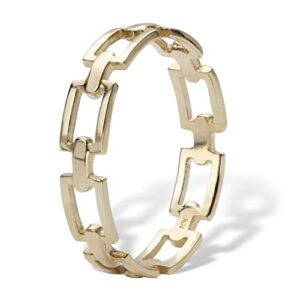 PalmBeach 10K Yellow Gold Stackable Link Ring (4mm) Sizes 6-10 Size 6