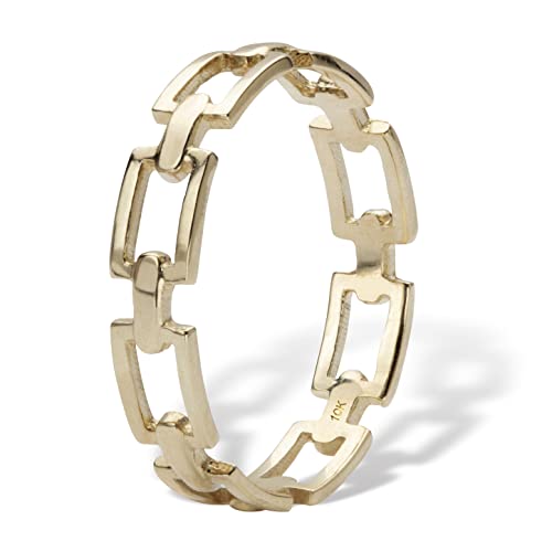 PalmBeach 10K Yellow Gold Stackable Link Ring (4mm) Sizes 6-10 Size 6