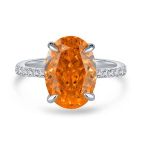 women's s925 silver ring 9ct high carbon diamond ring orange fashion luxury engagement wedding ring (5#-9#) (orange7)