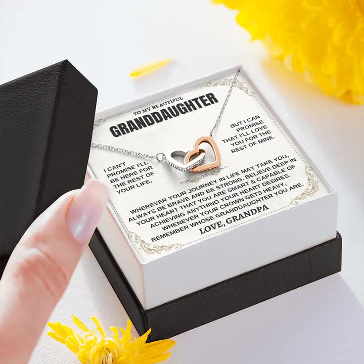 Granddaughter Necklace,Granddaughter Gifts From Grandpa Grandma, Granddaughter birthday Card Gifts To My Granddaughter Graduation Pendant Jewelry with Message Card and Gift Box, Metal, Cubic Zirconia