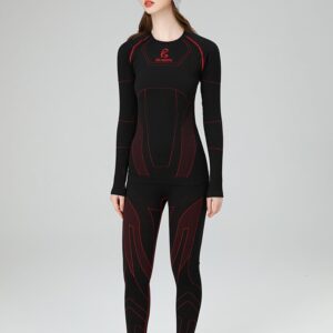 SEARIPE Women Thermal Underwear, Ski Base Layer - Long Sleeve Compression Tops & Long Johns Bottom Sets Quick Drying (SE111,W-BK,XS)