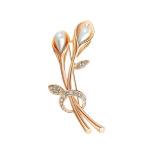 blank pin temperament fashion elegant artificial flower rhinestone brooch pin brooch wedding brooch jewelry pin breastpin rhinestone party crystal women brooch (gold, one size)