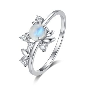 angol moonstone ring sterling silver moonstone ring for women leaf branch vine rings simple moonstone jewelry gift for woman teen girls (7)